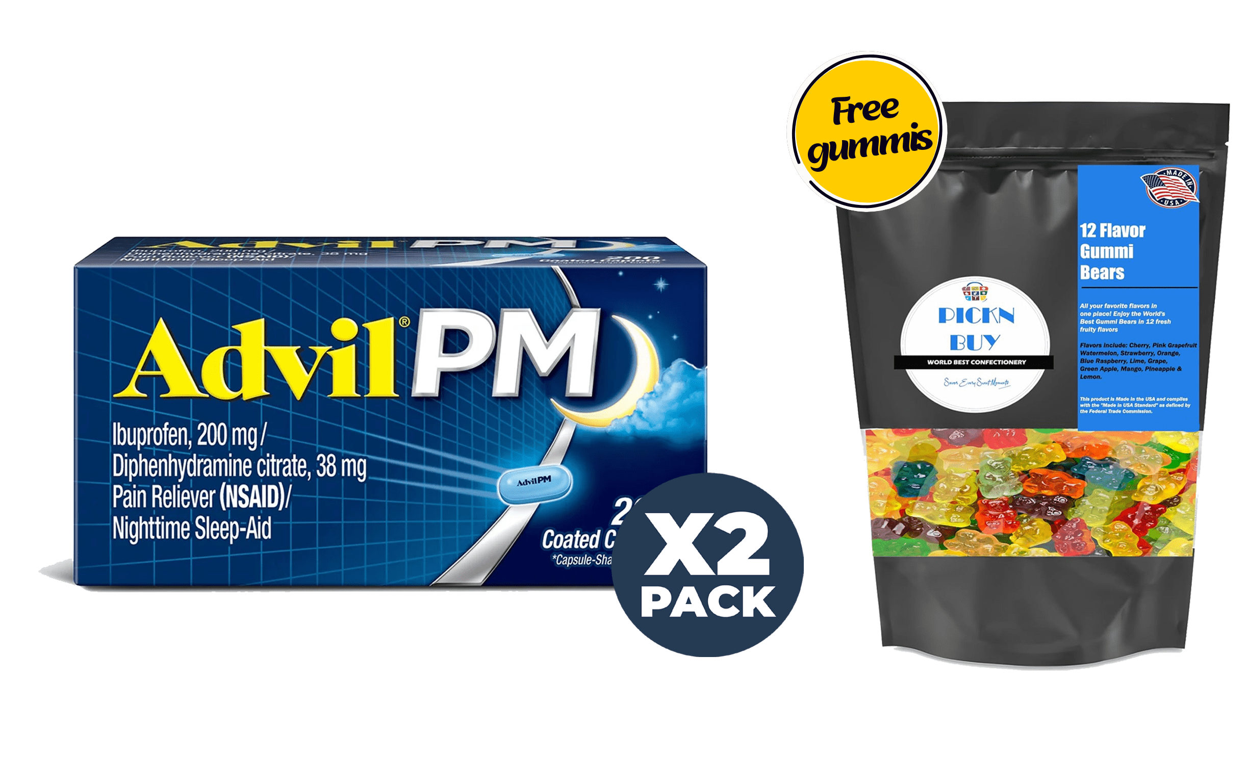 Advil PM Pain Reliever and Nighttime Sleep Aid, Ibuprofen and ...