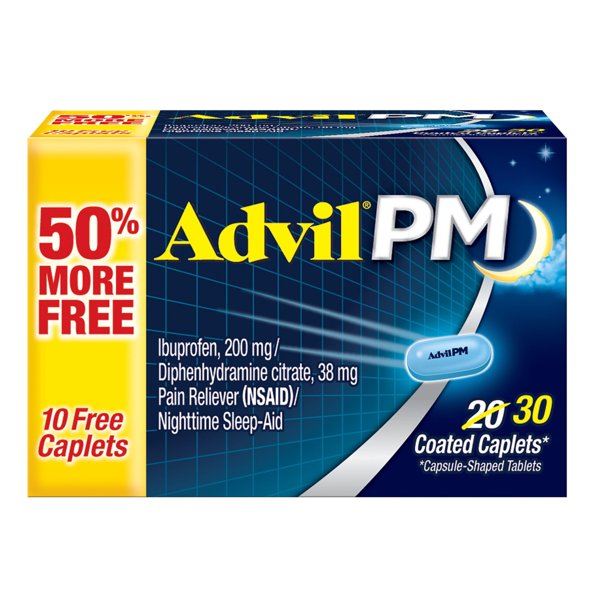 Advil PM Pain Reliever and Nighttime Sleep Aid, Ibuprofen for Pain ...