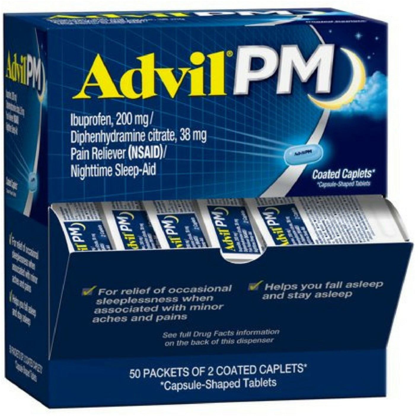 Advil PM Pain Reliever and Sleep Aid 200Mg Ibuprofen Temporary Pain ...