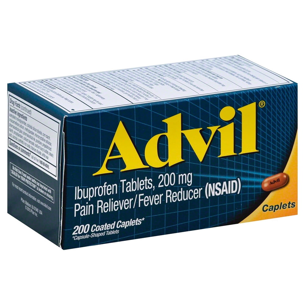 Advil Pain Reliever Fever Reducer 200 Coated Caplets - Walmart.com