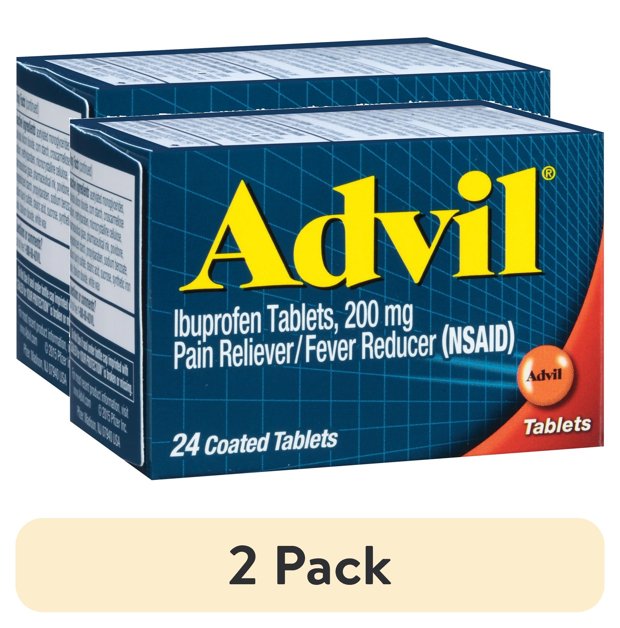 (2 pack) Advil Pain Relievers and Fever Reducer Coated Tablets, 200 Mg ...