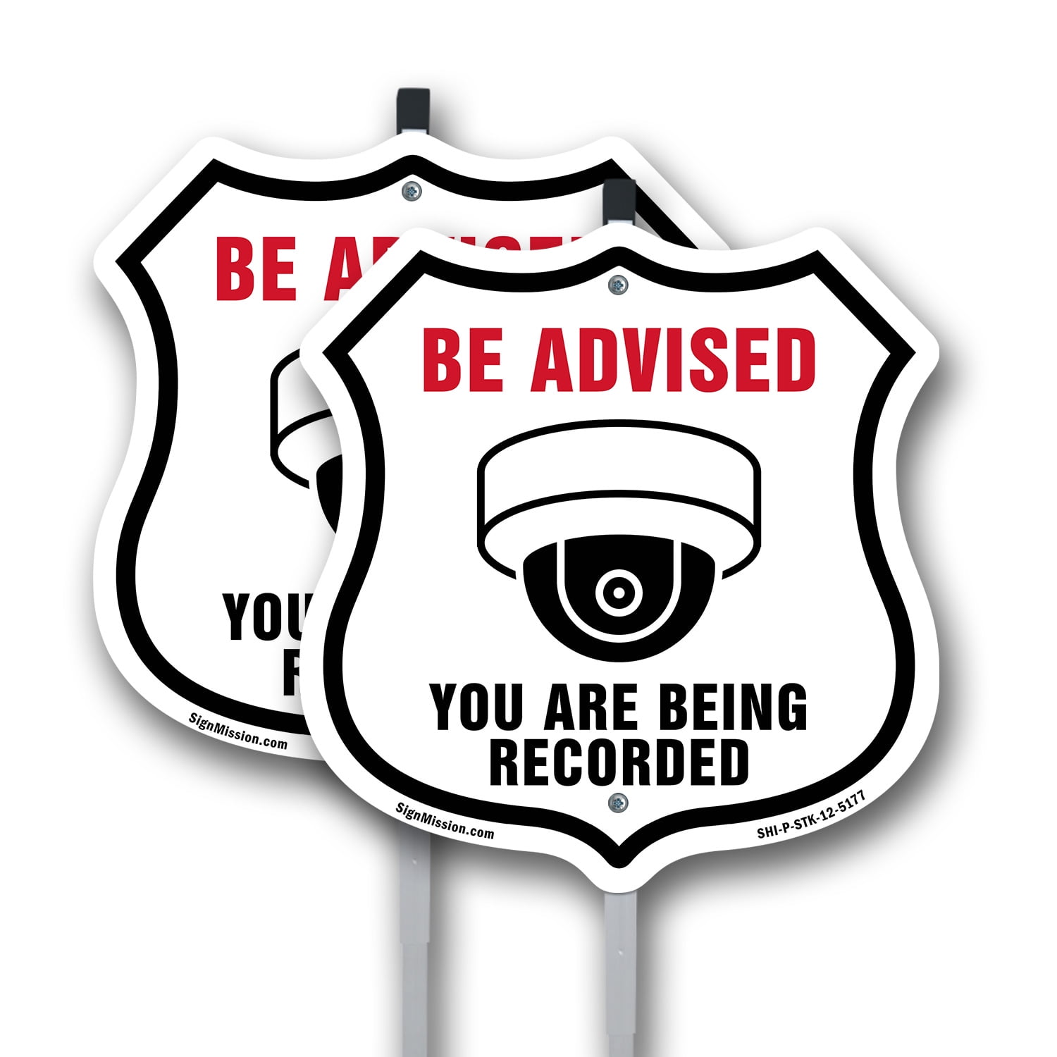 Be Advised You Are Being Recorded (2 Pack) 12 inch X 12 inch Shield ...