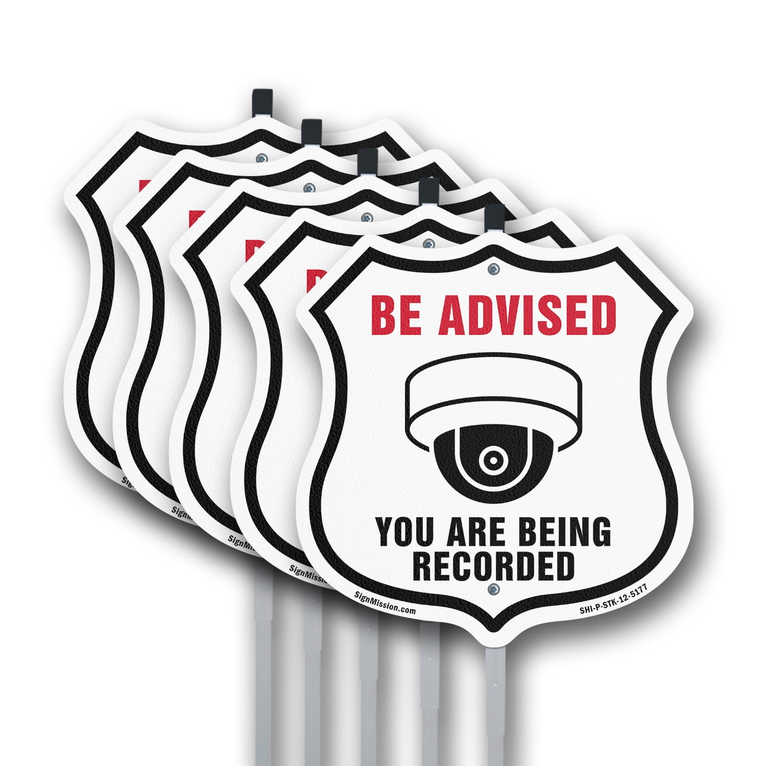 Be Advised You Are Being Recorded (5 Pack) 12 inch X 12 inch Shield ...