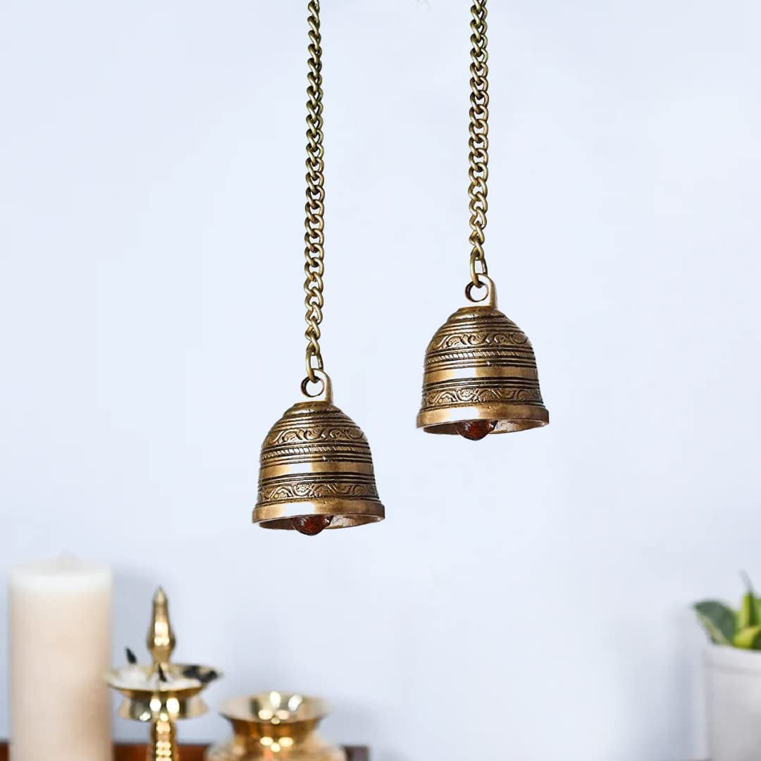 The Advitya Brass Handcrafted Hanging Bell with Chain Wall Hanging ...