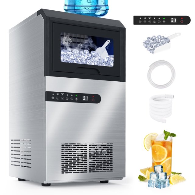 Advwin 100Lbs Commercial Ice Maker, 2 Way Water Inlet, Under Counter ...