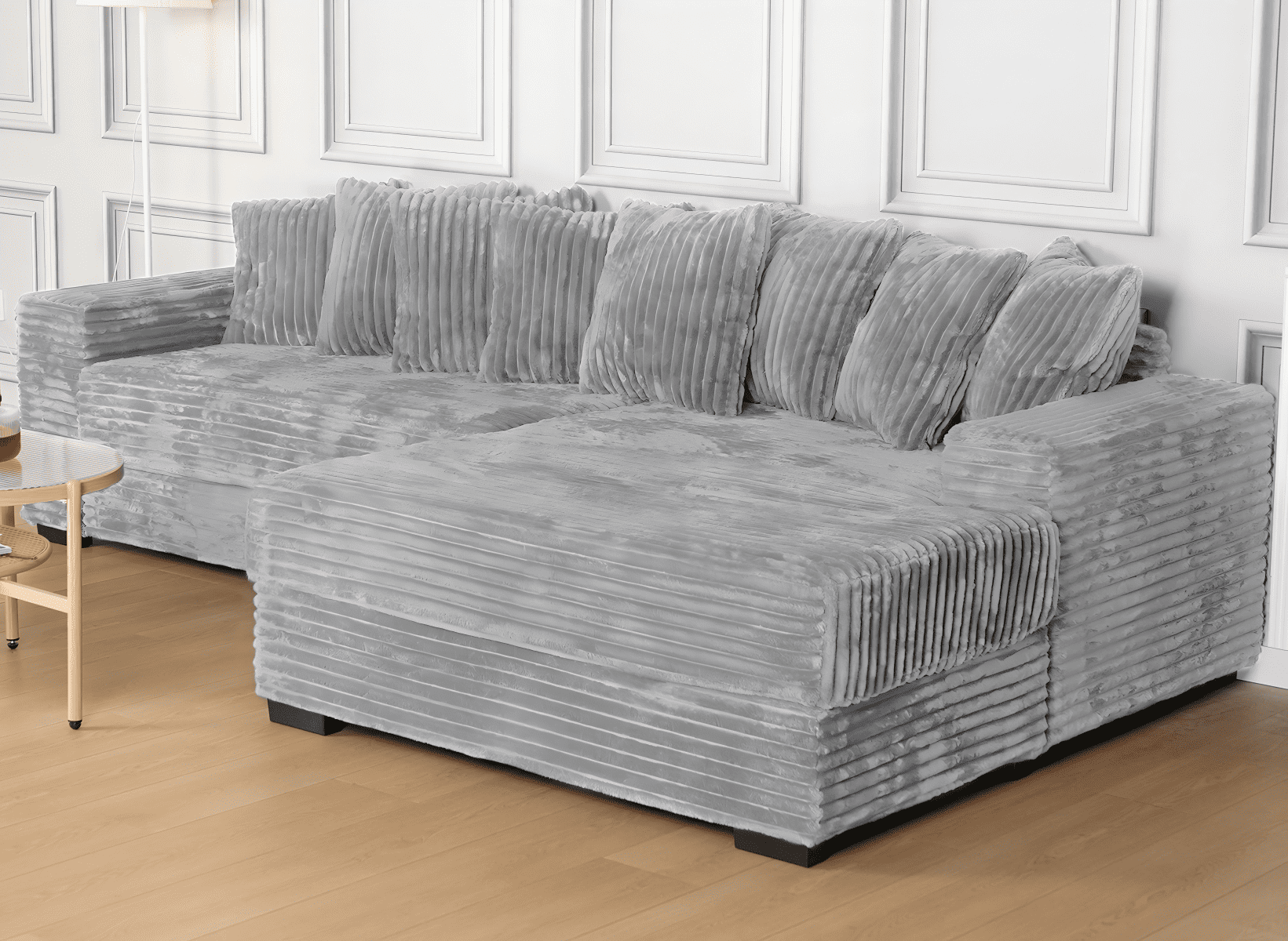 Advwin 110" Oversized L Shaped Sofa with Chaise, Comfy Plush 2-Piece L-Shaped Sectional Couches ...