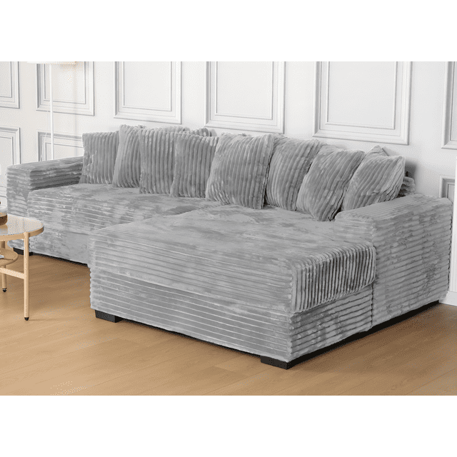 Advwin 110" Oversized L Shaped Sofa with Chaise, Comfy Plush 2-Piece L ...