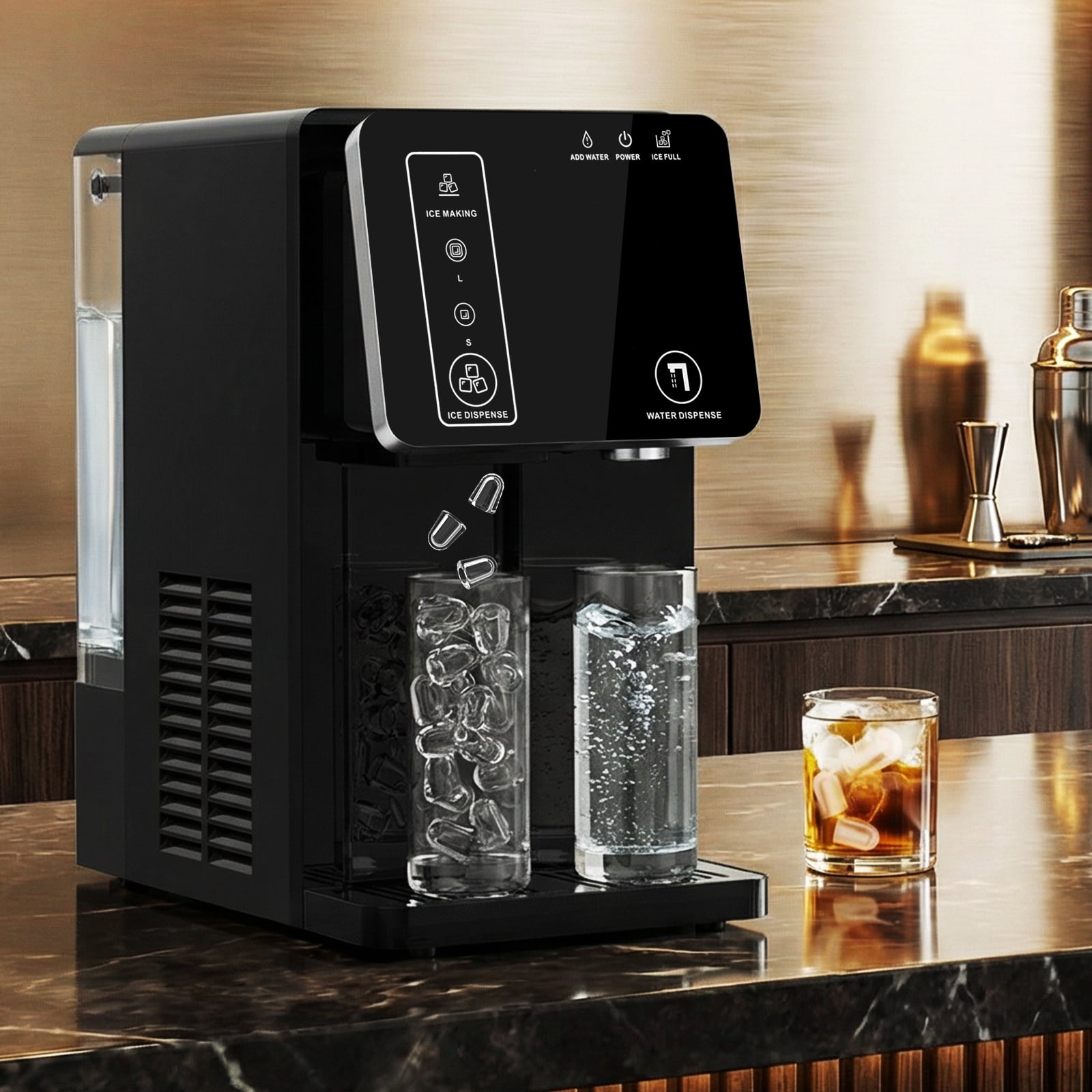 Advwin 2-in-1 Ice Maker with Water Dispenser, Bullet Ice Maker ...