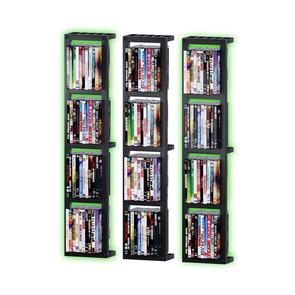 Advwin Wall-Mounted CD Storage Rack with RGB Light Strip, Set of 3 ...