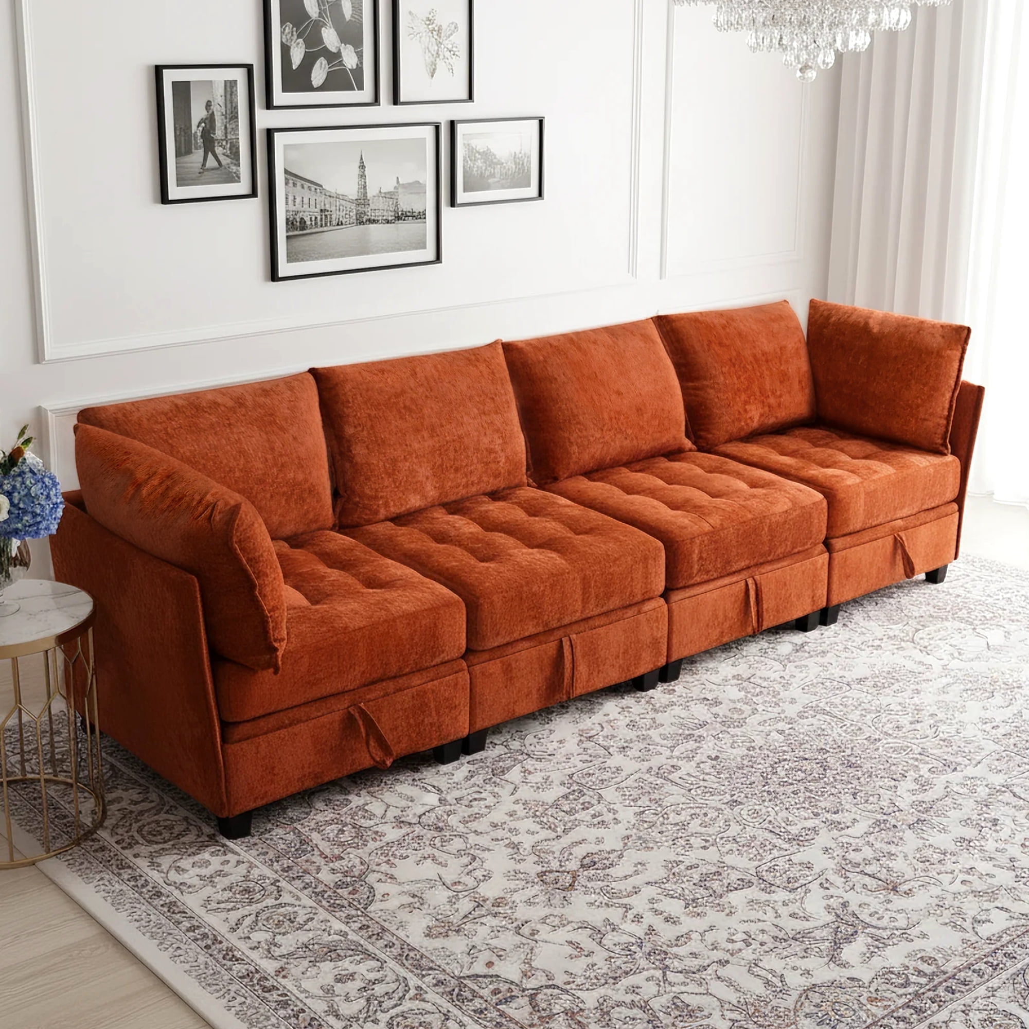 Advwin 4-Seater Oversized Modular Sectional Sofa with Storage Under ...