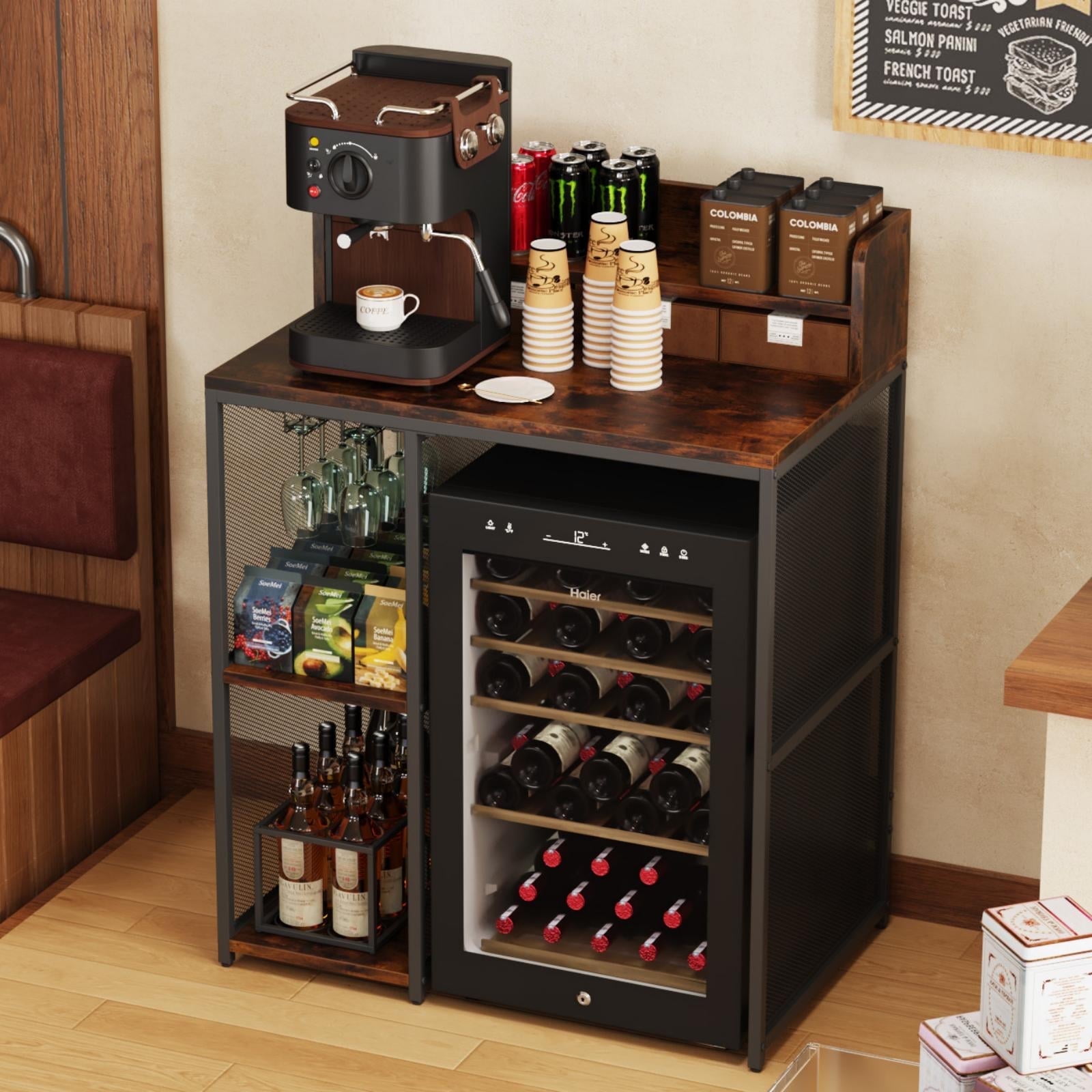Advwin 4-Tier Mini Fridge & Microwave Oven Stand, Adjustable Kitchen ...