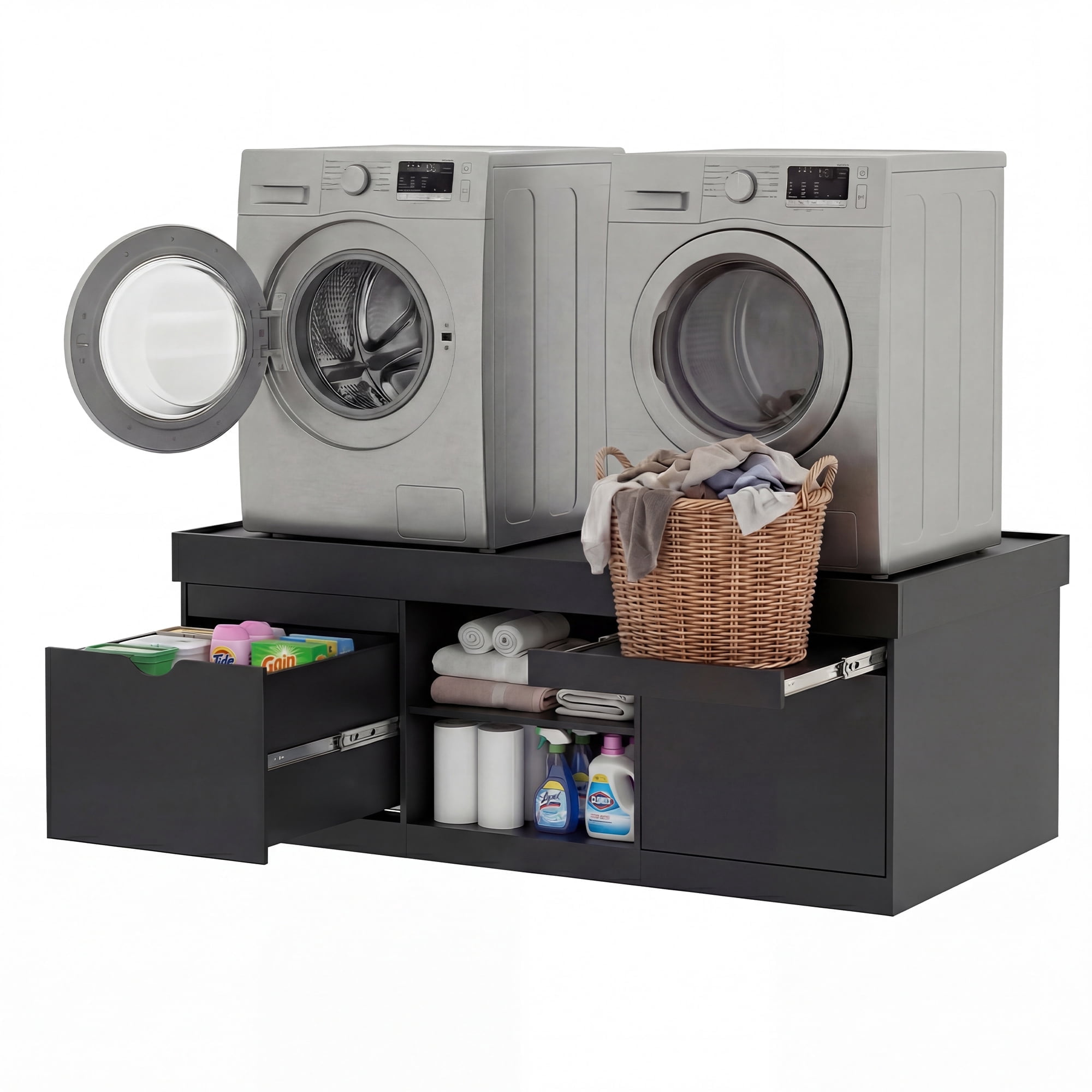 Advwin 57" Laundry Pedestal Cabinet, Heavy Duty Washer and Dryer Stand ...