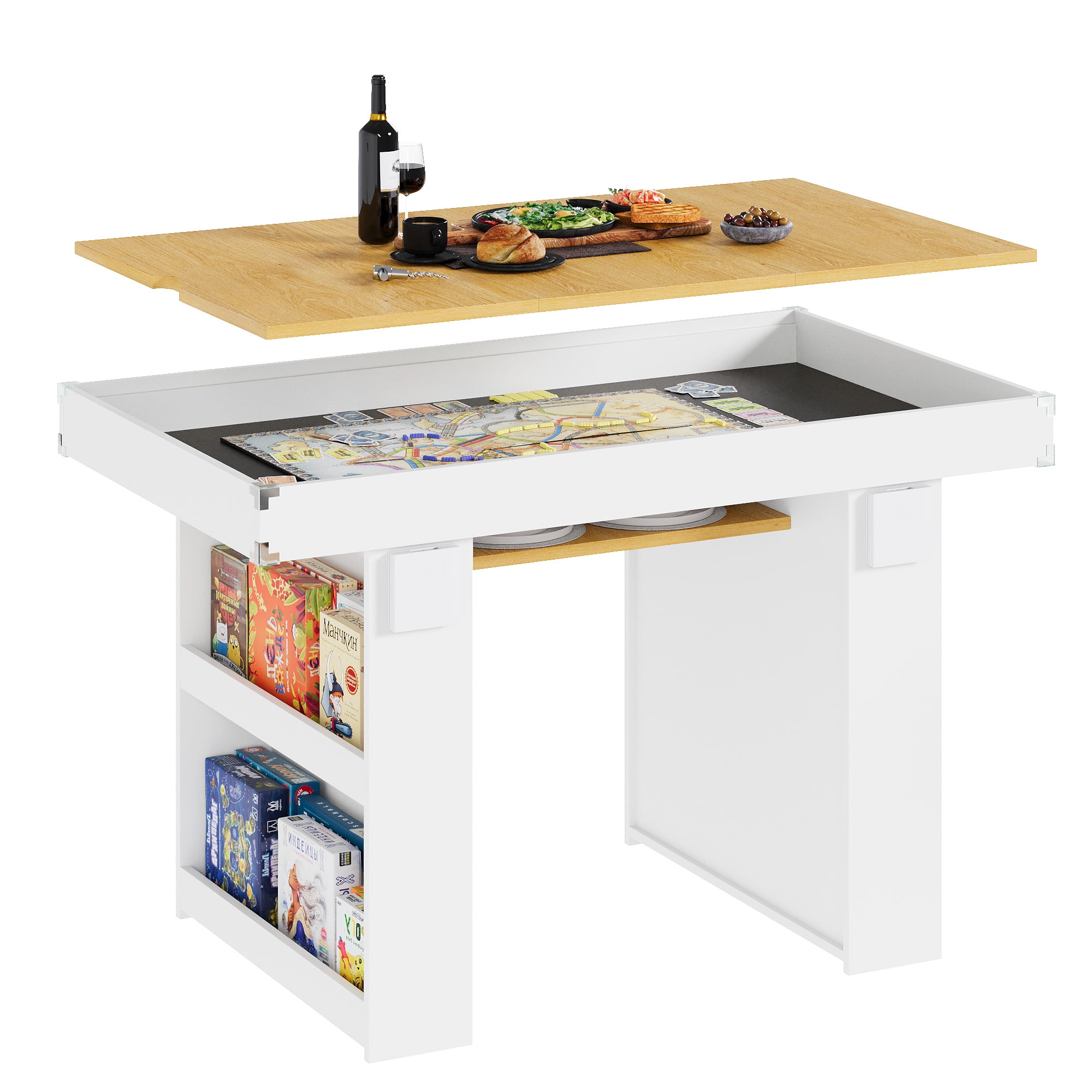 Advwin Board Game Table for 4–6 Players, Dining/Gaming Table with ...