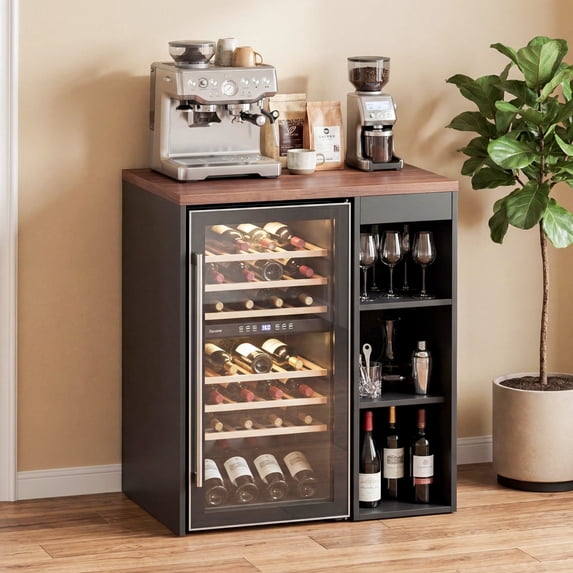 Advwin Coffee Bar Cabinet with Mini Fridge Space, Mini Fridge Stand ...