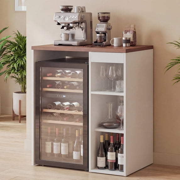 Advwin Coffee Bar Cabinet with Mini Fridge Space, Mini Fridge Stand ...