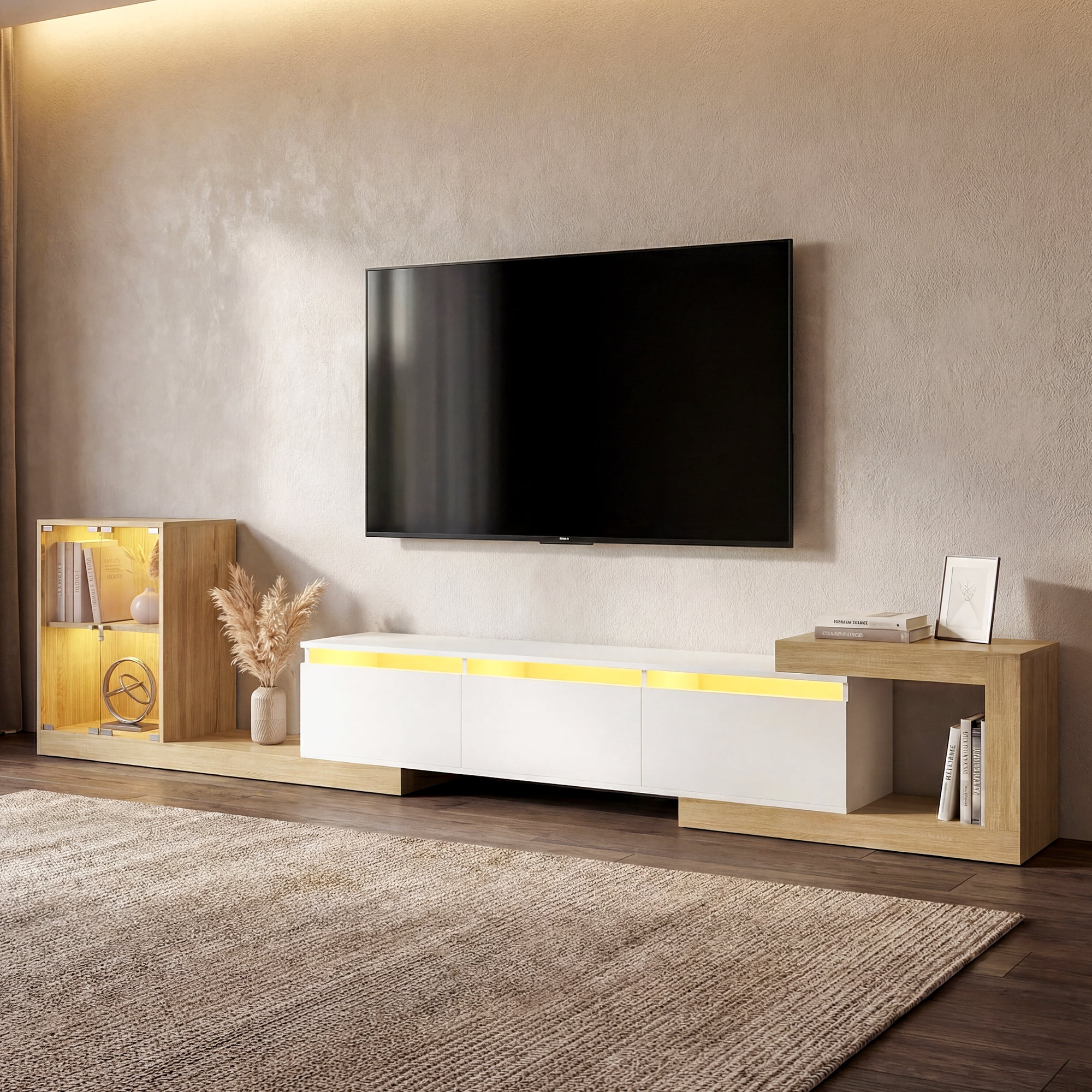 Advwin Extendable TV Stand for 75"-110" TVs, Modern Adjustable Length ...