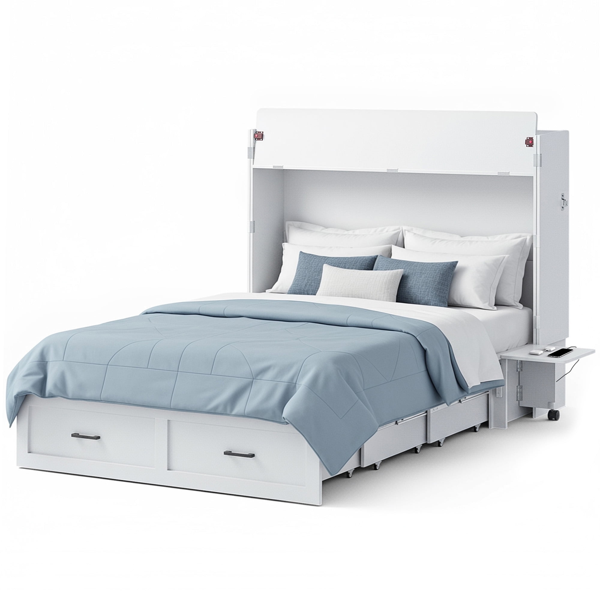 Advwin Full Size Murphy Bed with Motion Sensor Lights & Charging ...