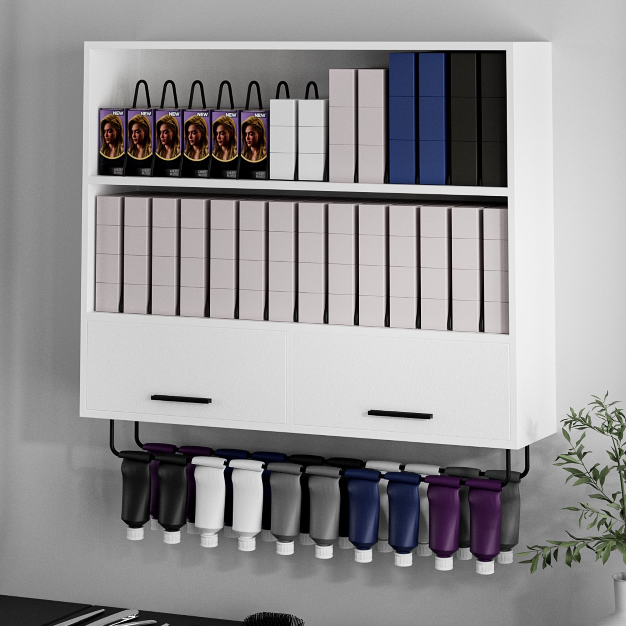 Advwin Hair Color Organizer Rack, Wall Mounted Hair Dye Tube Storage ...