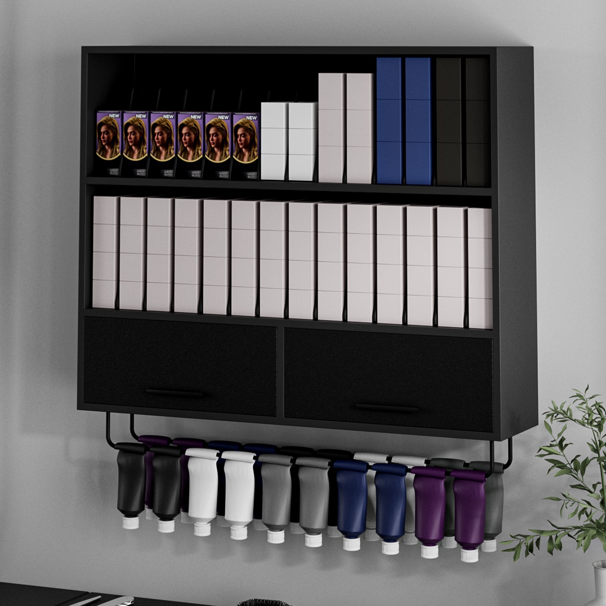Advwin Hair Color Organizer Rack, Wall Mounted Hair Dye Tube Storage ...