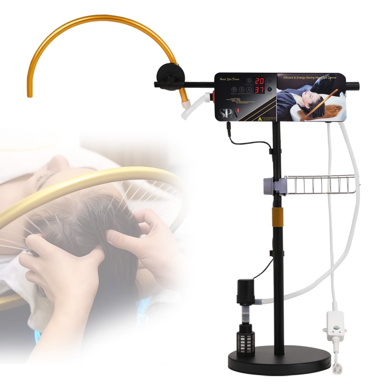 Advwin Head Spa Equipment Waterfall Scalp Massager, Freestanding Water ...