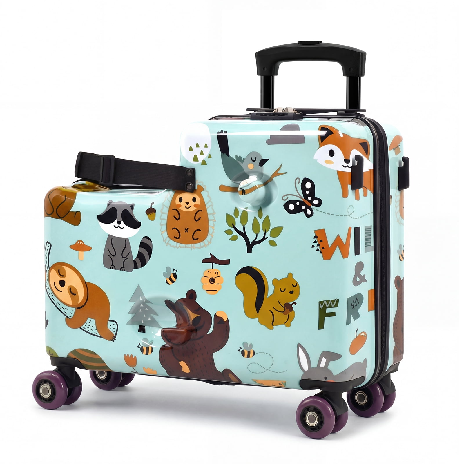 Advwin Kids Ride-On Luggage with Safety Belt, TSA Lock & Footrest ...