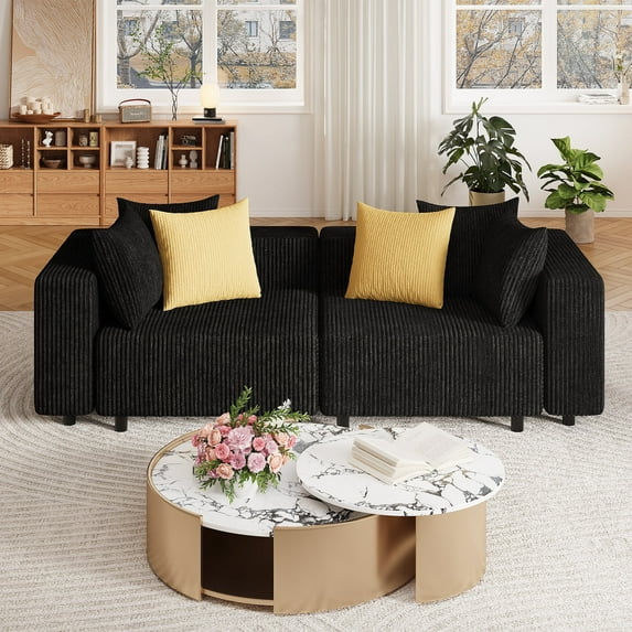 Advwin Luxury Oversized Modular Sectional Sofa, Corduroy Boneless Couch ...