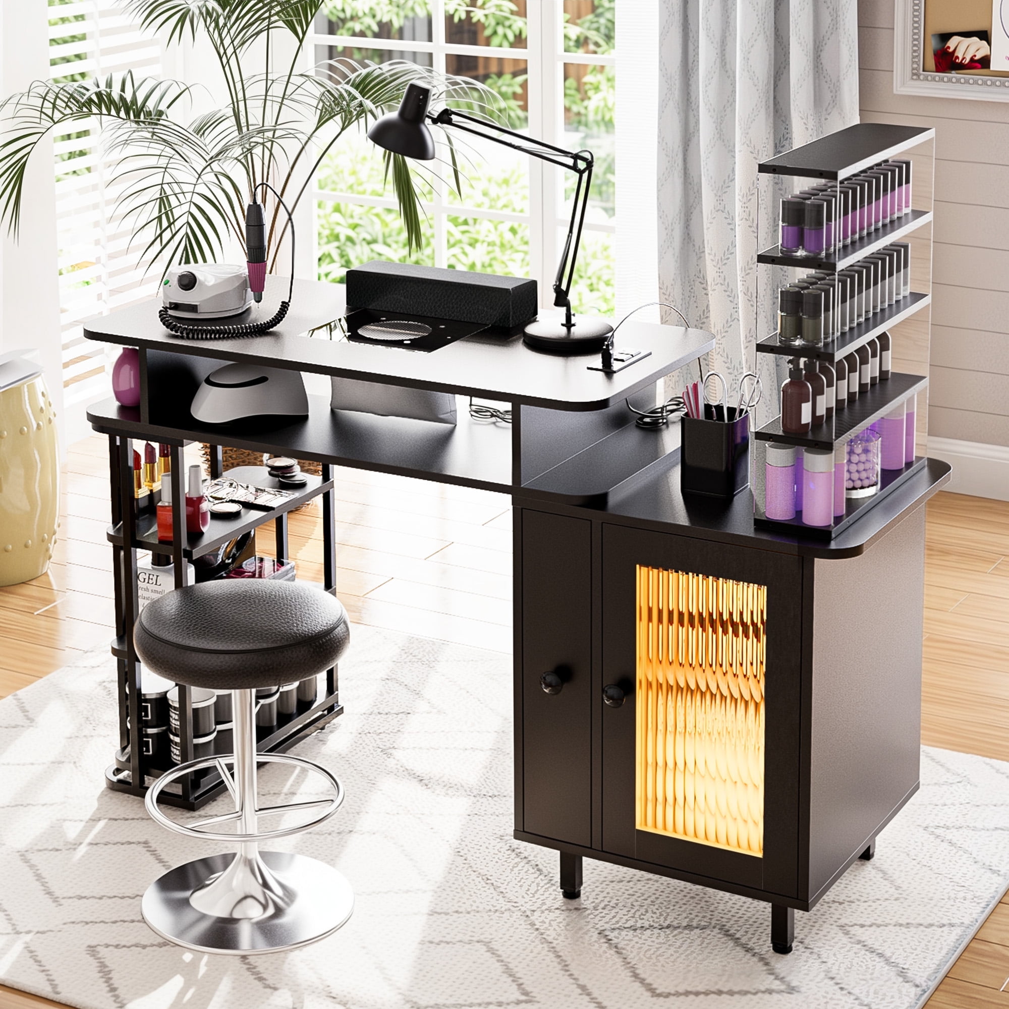 Advwin Manicure Table with LED Light, Dust Collector, Detachable ...