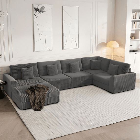 Advwin Oversized Modular Sectional Sofa with Storage Ottoman & 5 ...