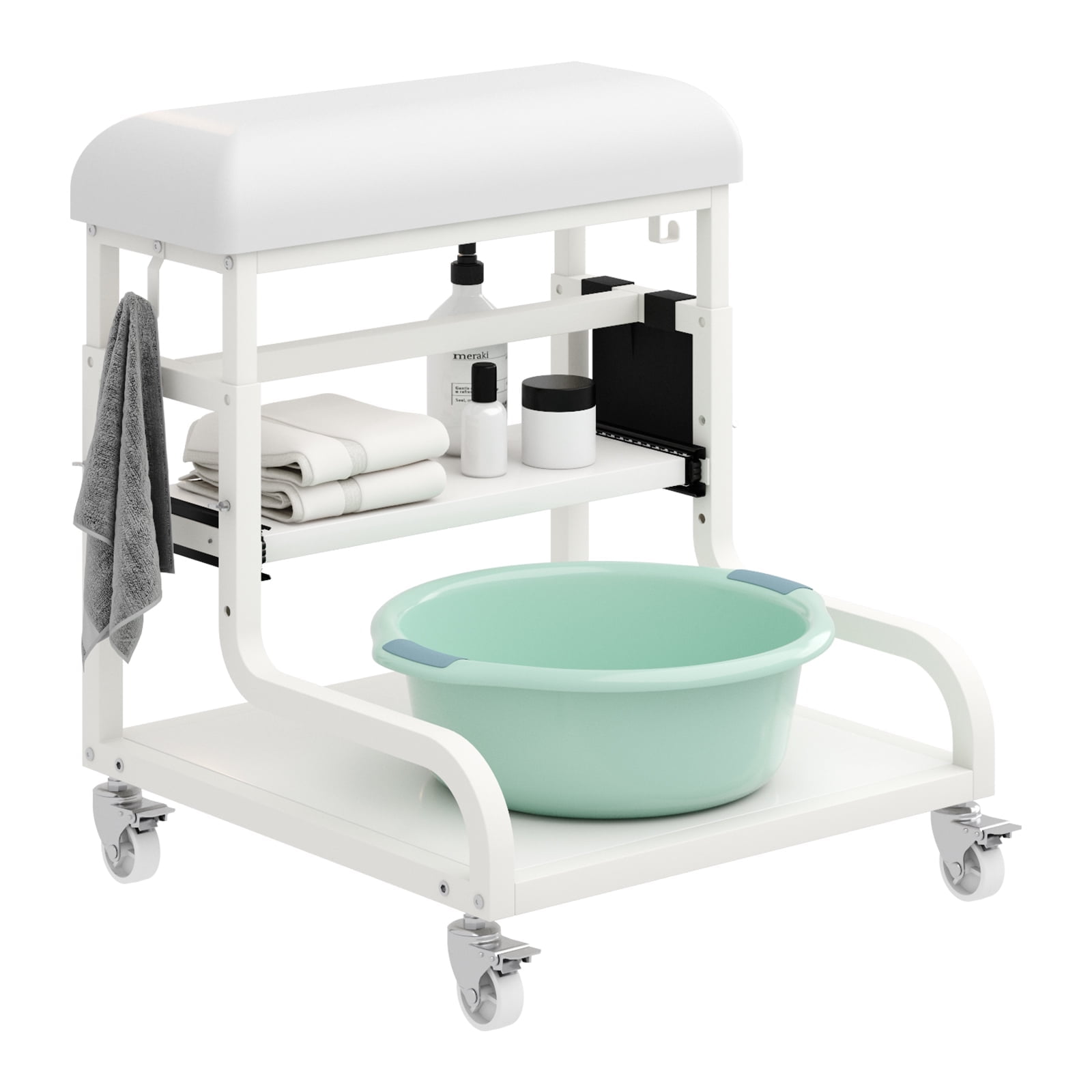 Advwin Pedicure Foot Rest with PU Cushion, 3-Level Adjustable Height ...