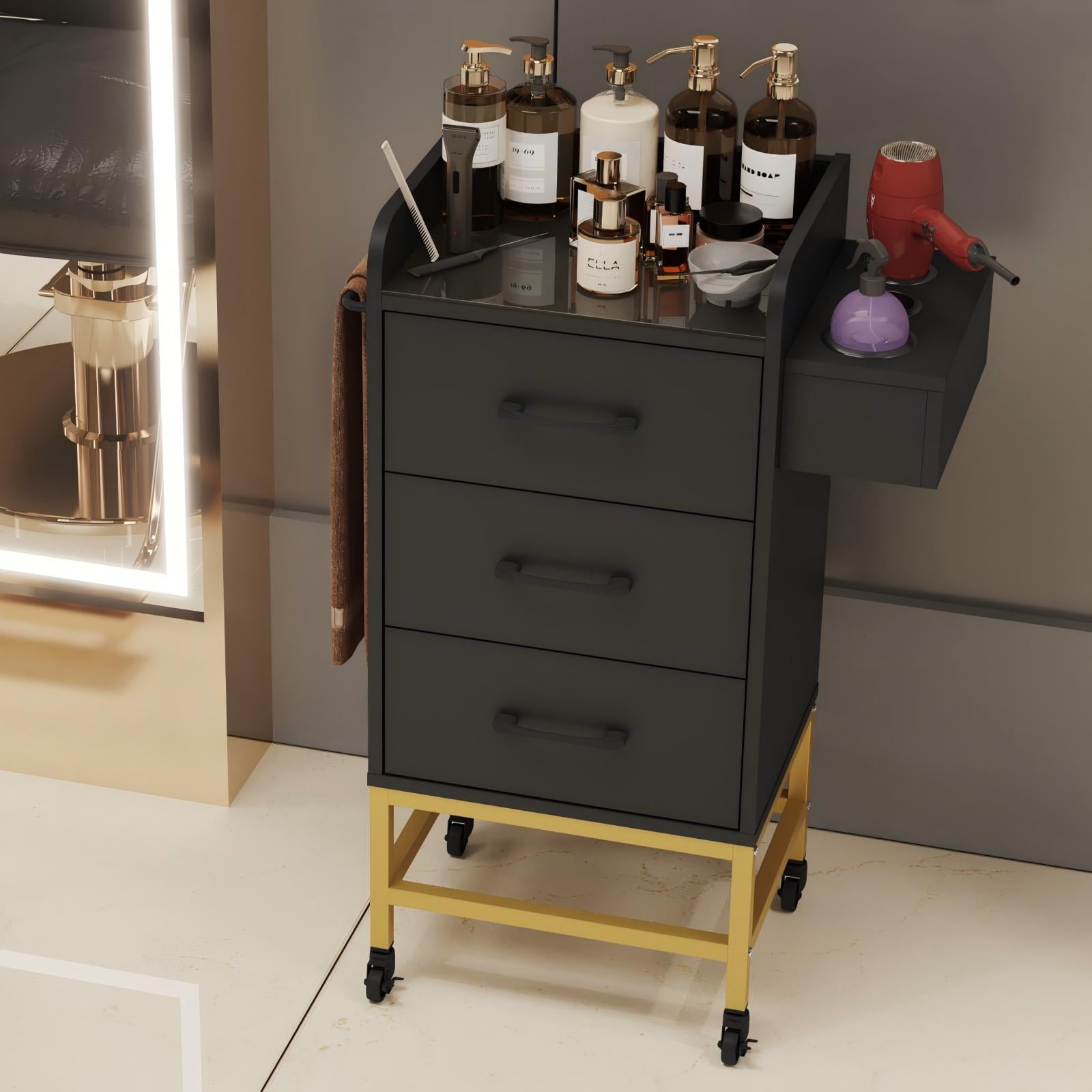Advwin Salon Station Storage Cabinet, Salon Trolley Cart with Wheels ...