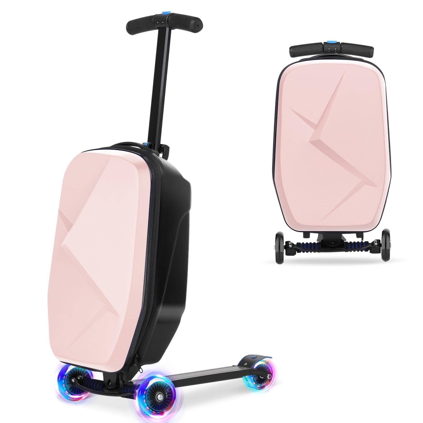 Advwin Scooter Luggage with LED light-up Wheels, Hardside Ride on ...