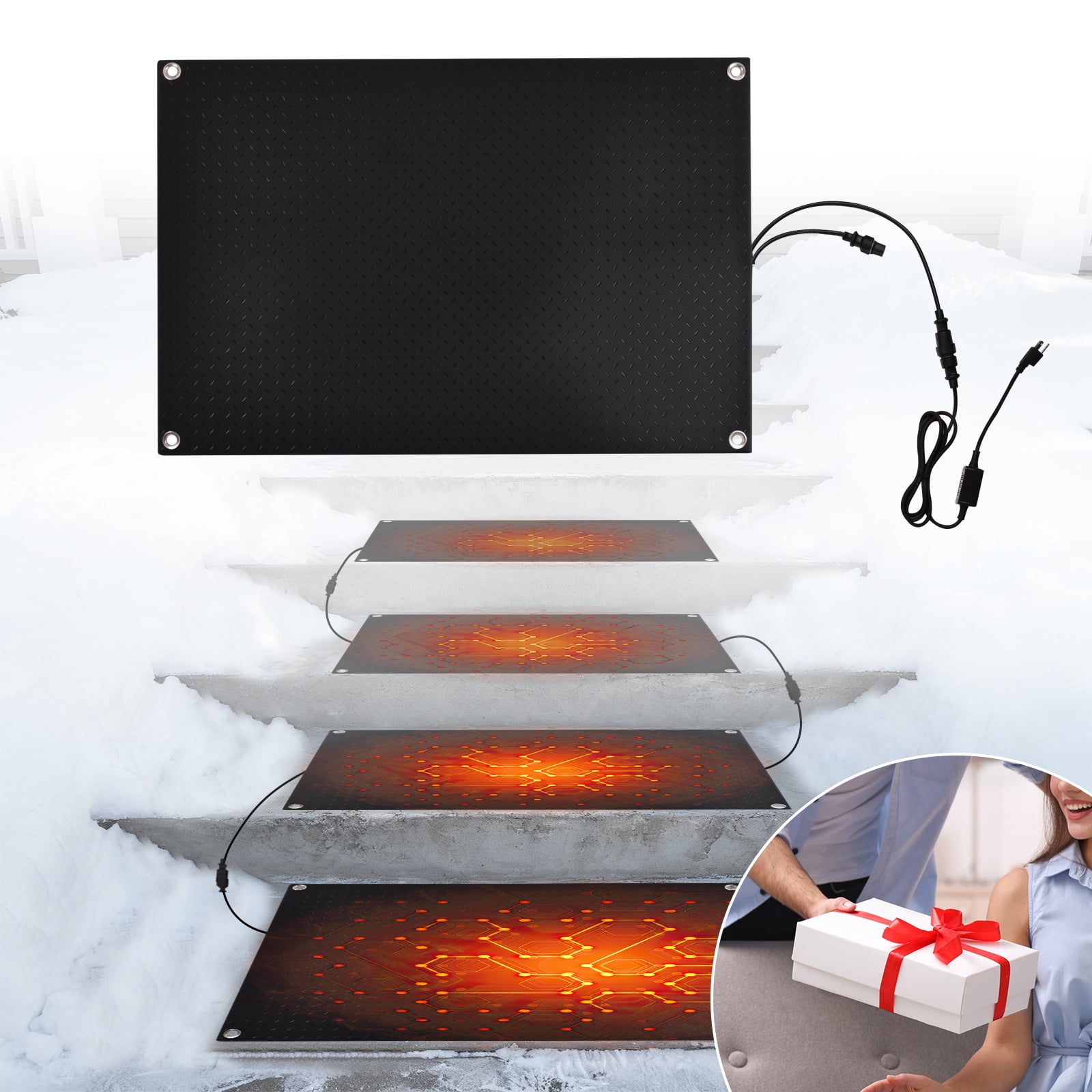 Advwin Snow Melting Mats Outdoor 20x30in, 3 in/h Speed Heated Snow and ...