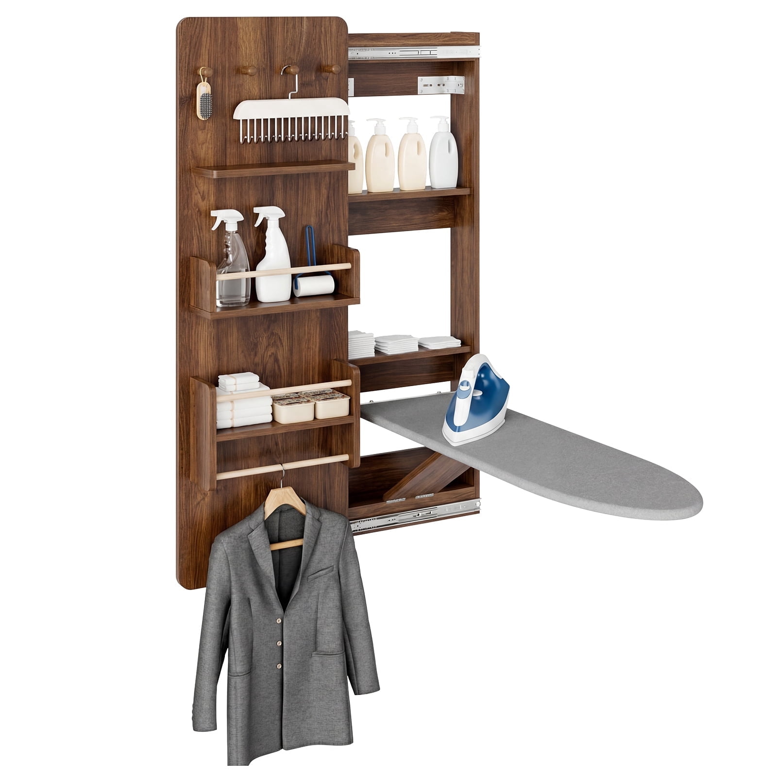 Advwin Wall Mounted Ironing Board Cabinet with Folding Ironing Table ...
