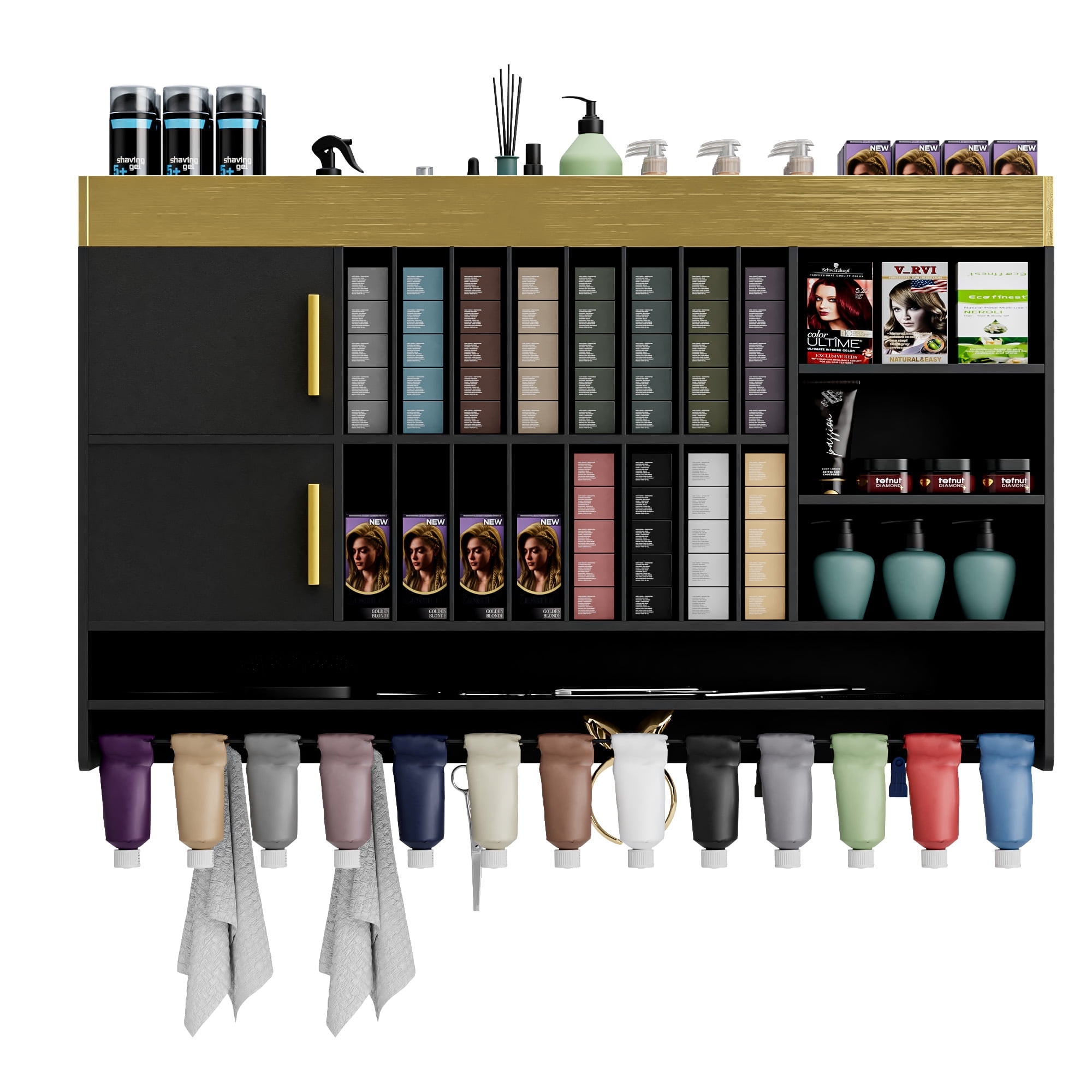 Advwin Wall Mounted Salon Station with Hair Color Organizer Rack ...