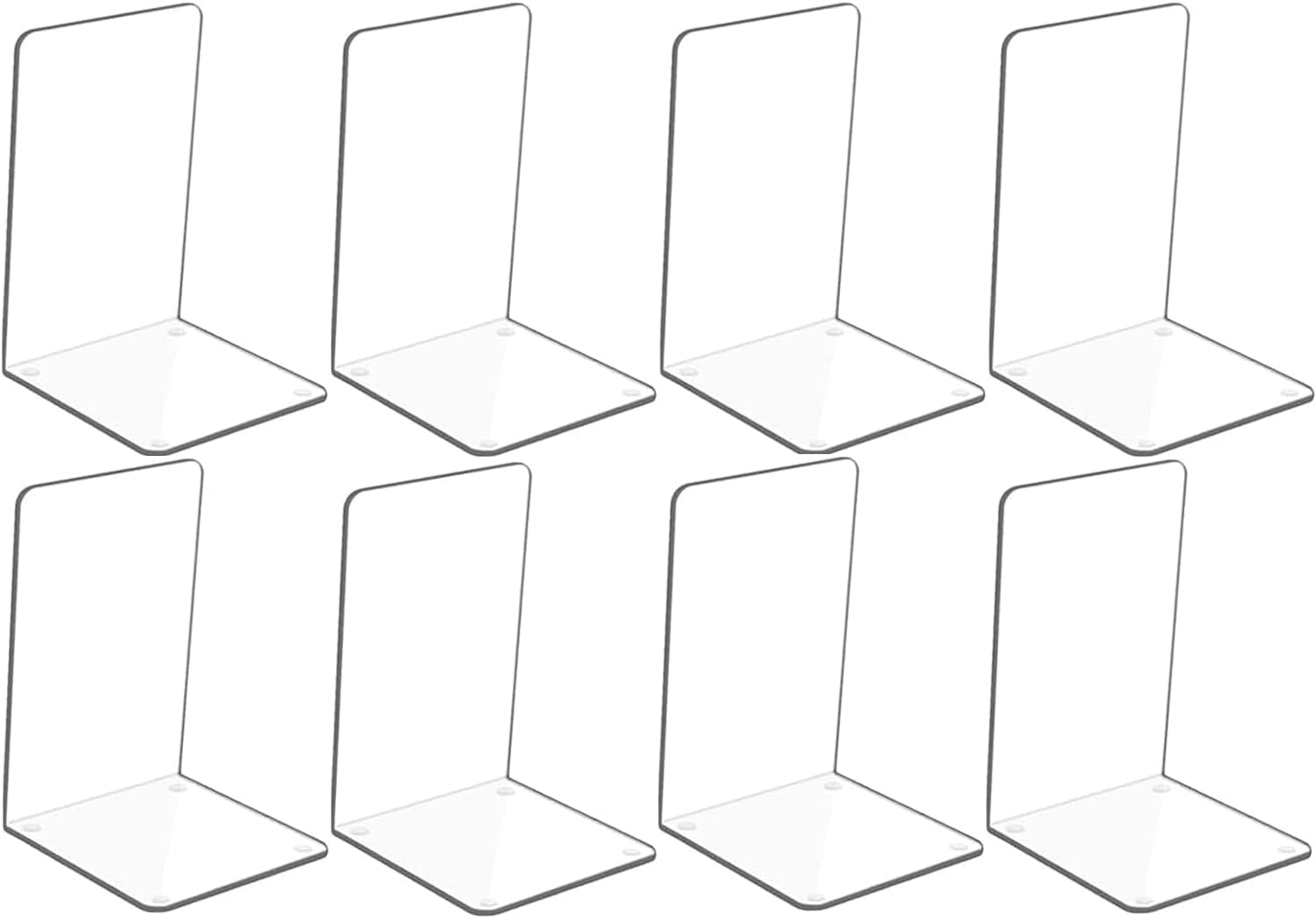 Adwikoso Clear Acrylic Book Ends, 8 Pcs Bookends for Shelves, Non-Slip ...