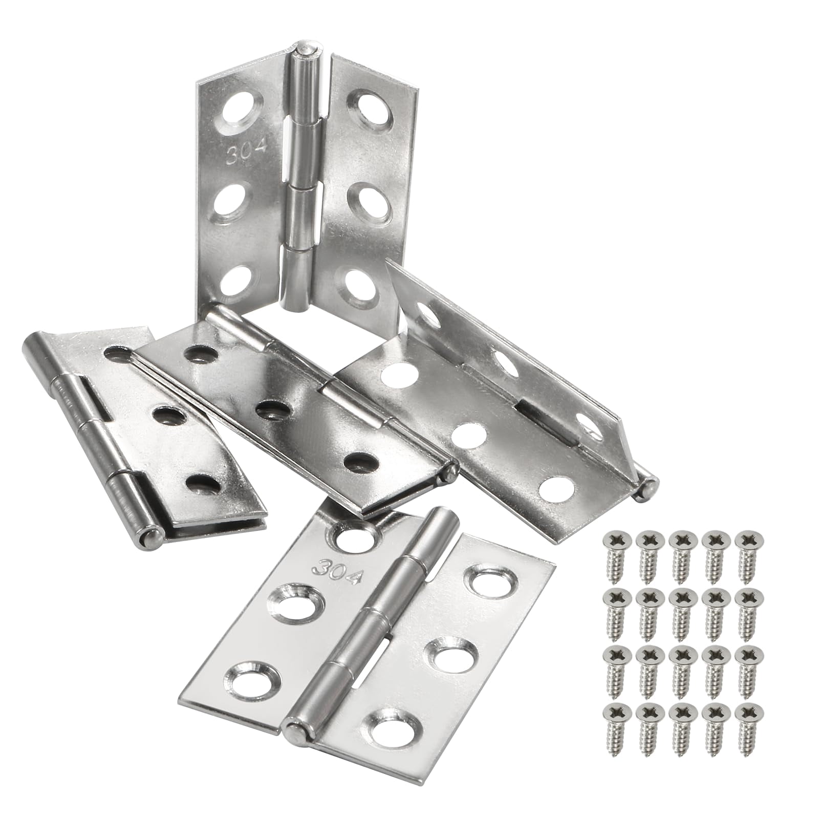 Adyoney 20Pcs 304 Stainless Steel Flat Hinges 1.73 inch Door and Window ...
