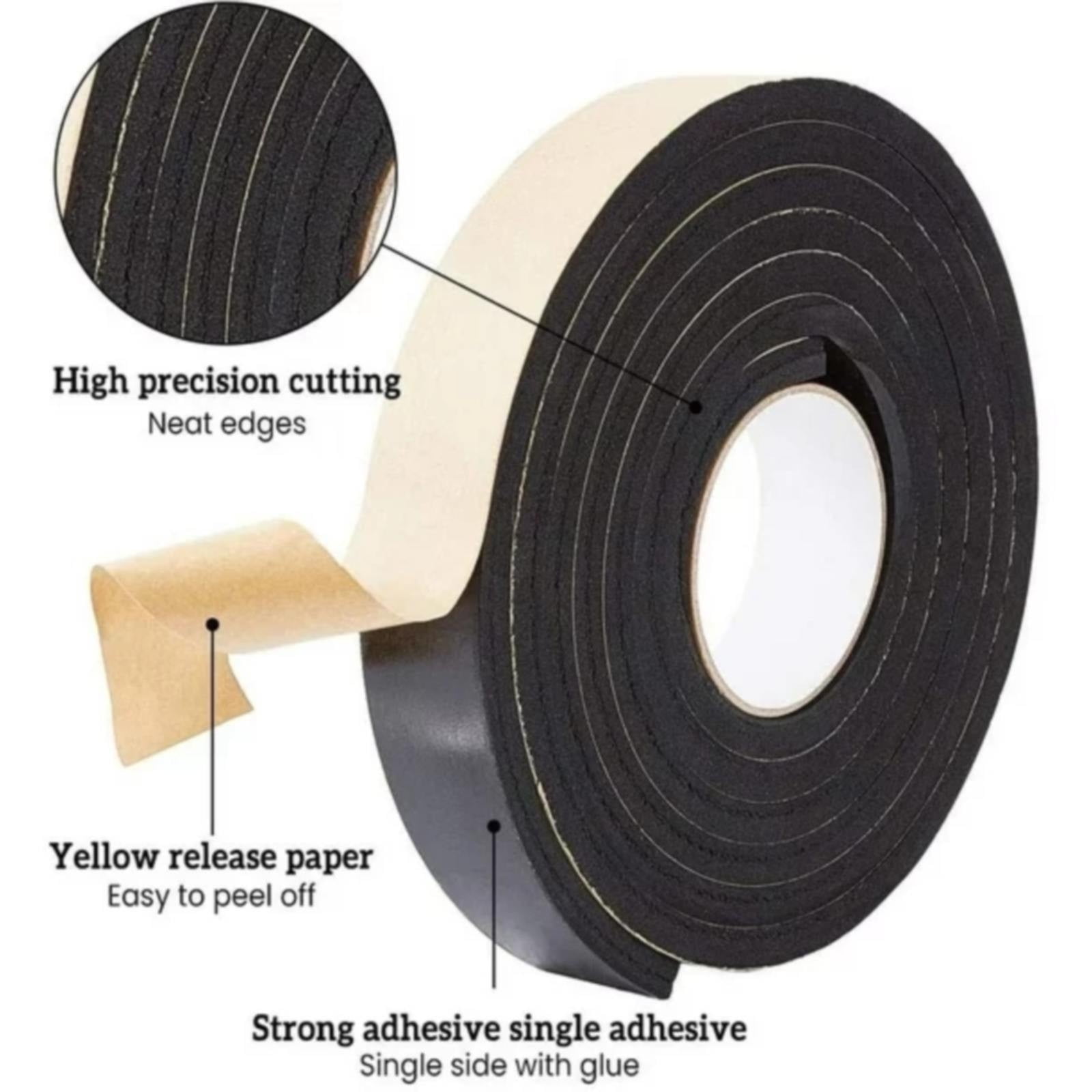 Adzgya Adhesive Tape Black EVA Cushioned Foam Sealing Strip Single ...
