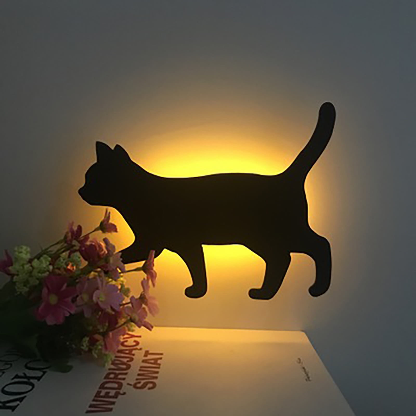Adzgya LED light LED Projection Lamp Cat Wall Lamp 3D Sound Control Cat ...