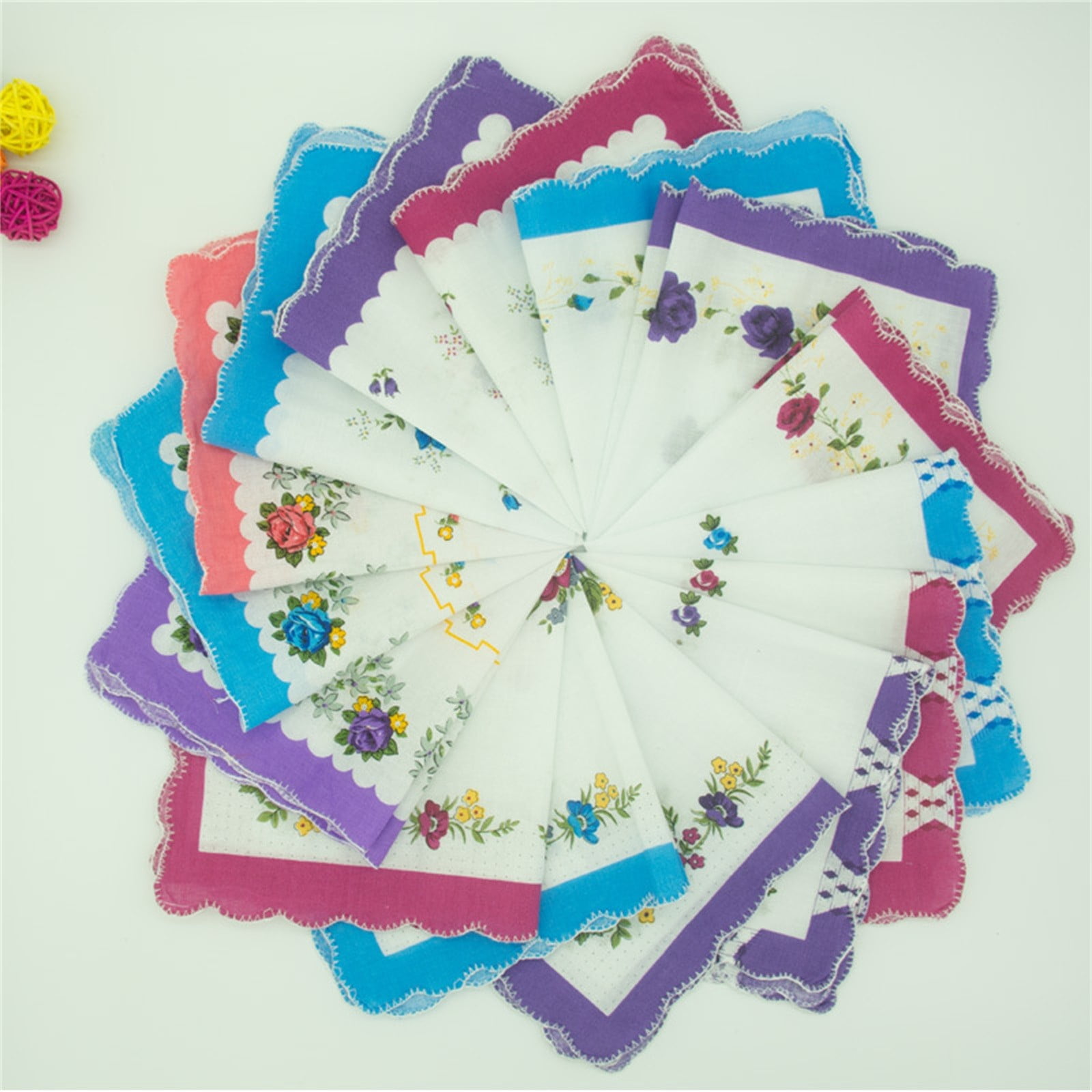 Adzgya Towel 5Pcs （12*12in） Handkerchief Cotton Vintage Ladies Women ...