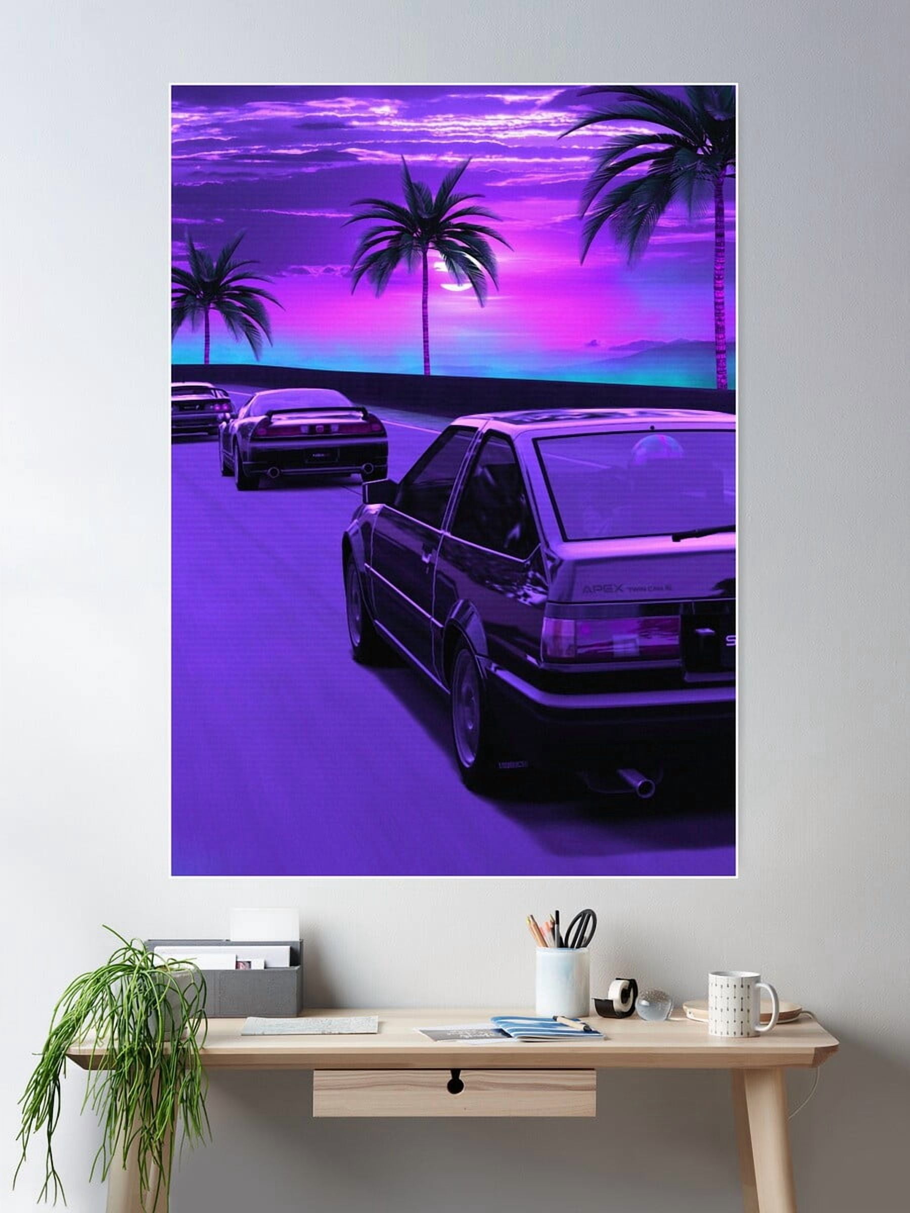 Ae86 Trueno Retrowave Outrun Poster Wall Art Modern Wall Decor Wall Art ...