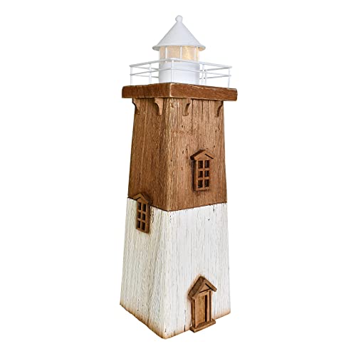 Aecipl Wooden Lighthouse with Lights Nautical Tabletop Figurine Beach ...