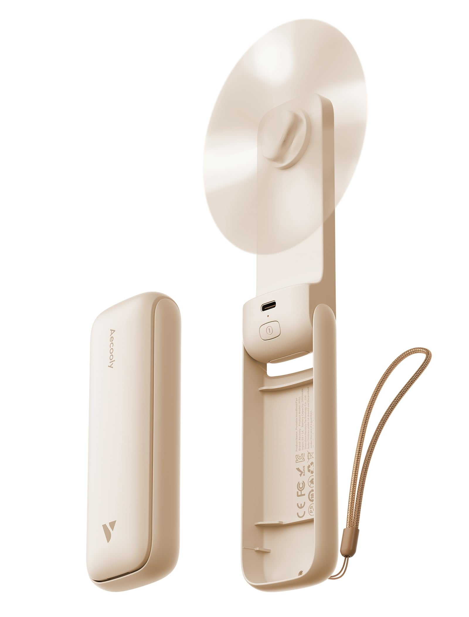 Aecooly Slim Portable Fan, Thin Handheld Fan, USB Rechargeable Mini ...