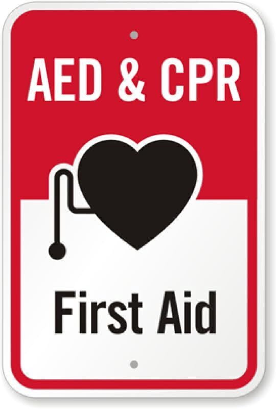 Aed Cpr First Aid Weatherproof Metal Aluminum Sign SIZE: 12" x 16 ...