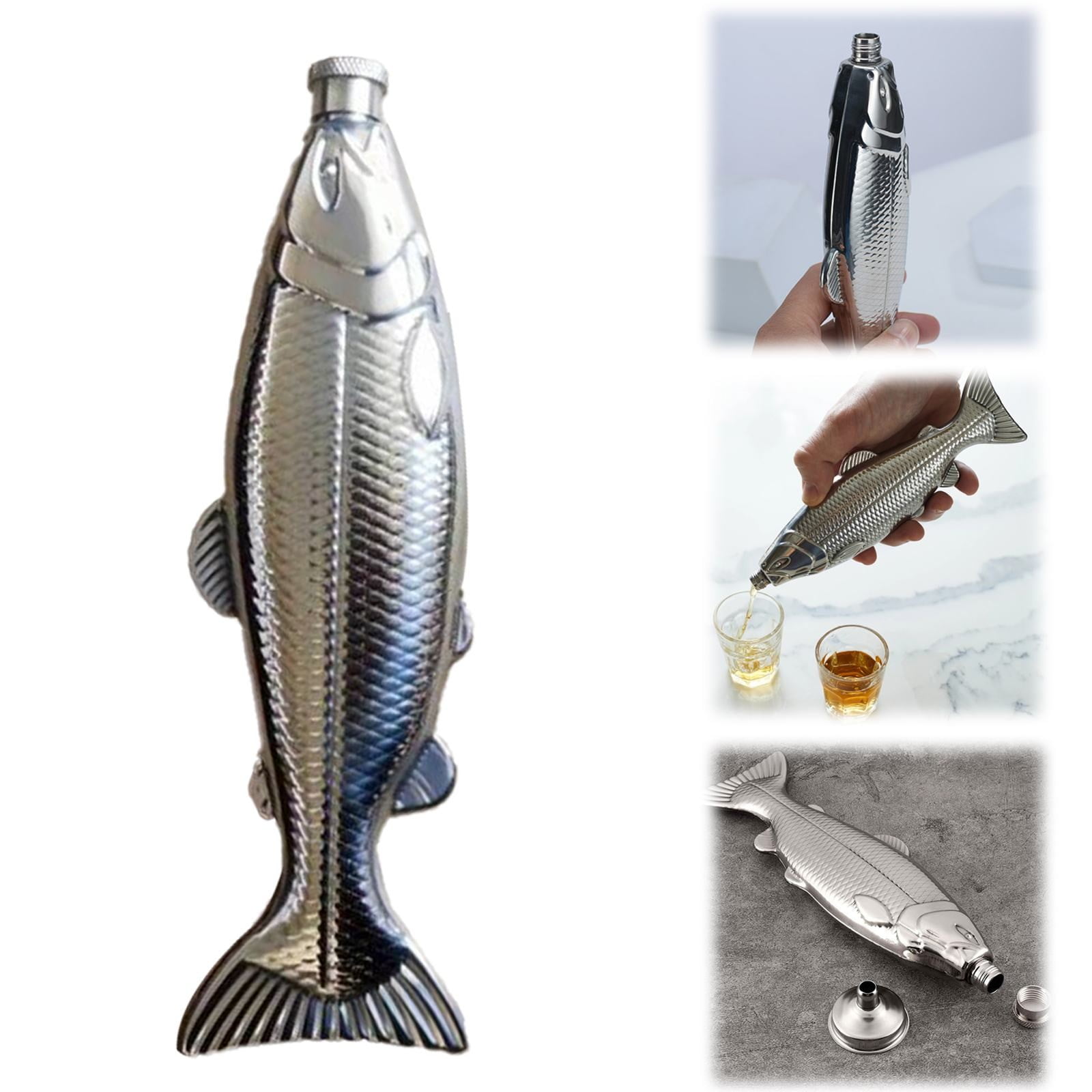 Aedtie Creative Stainless Flask Outdoor Fish Shaped Heart Shaped and ...
