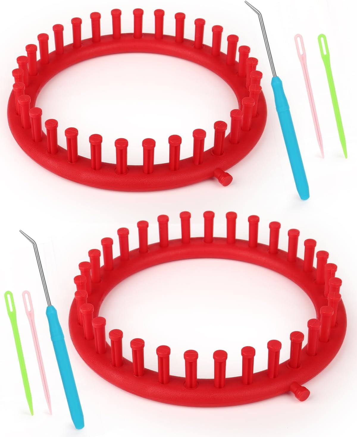 ABPETE 2 Pcs Round Knitting Looms Set, 31 Pegs Knitting Loom Simple for ...