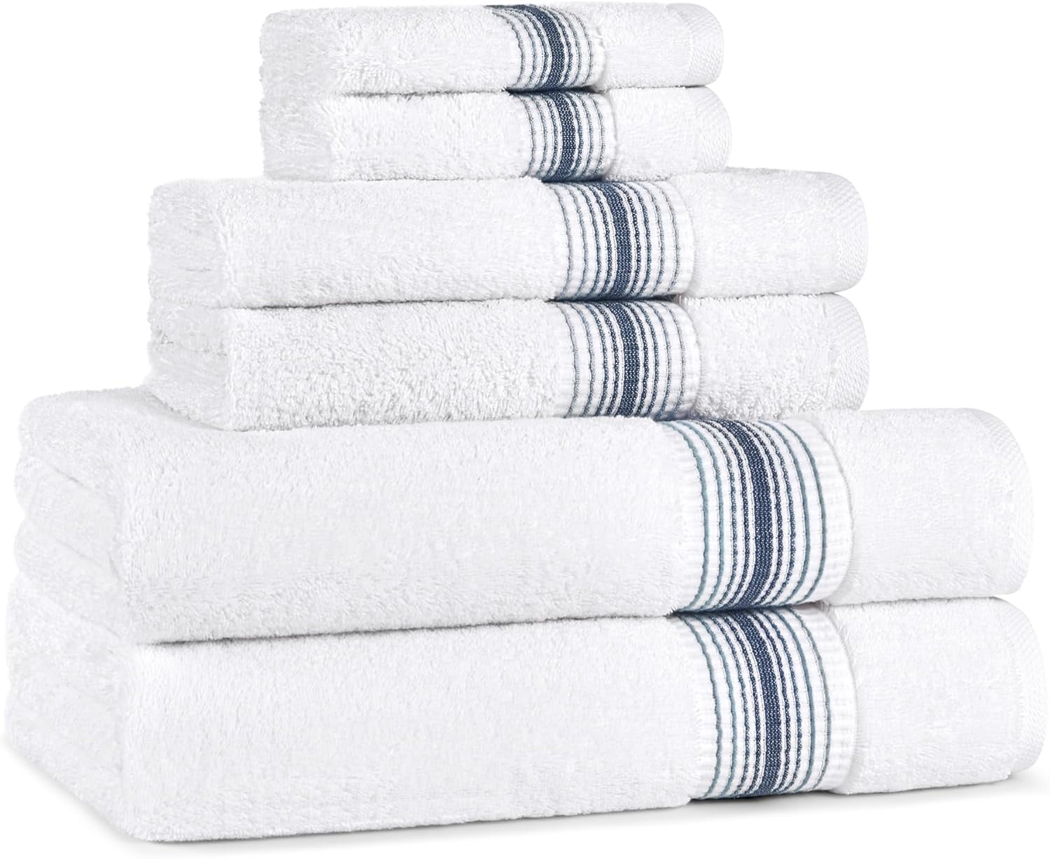 Aegean Ombre 6 Piece Bath Towel Set - Oversized Ultra Soft Thick ...