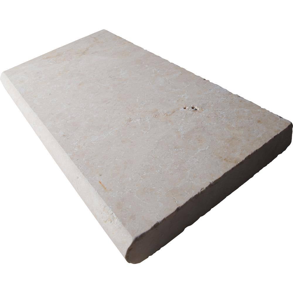Aegean Pearl 2 in. x 12 in. x 24 in. Tumbled Marble Pool Coping Tile ...