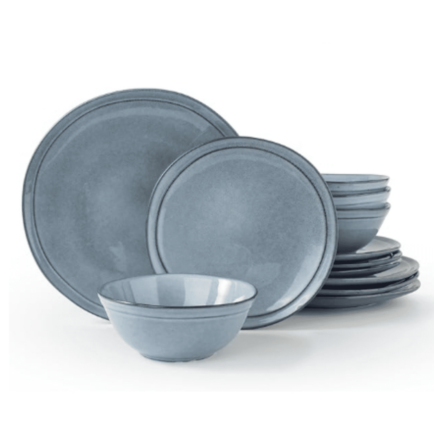 Aegean Stoneware Dinnerware Set for 4, Plates and Bowls Sets, 12-Piece ...