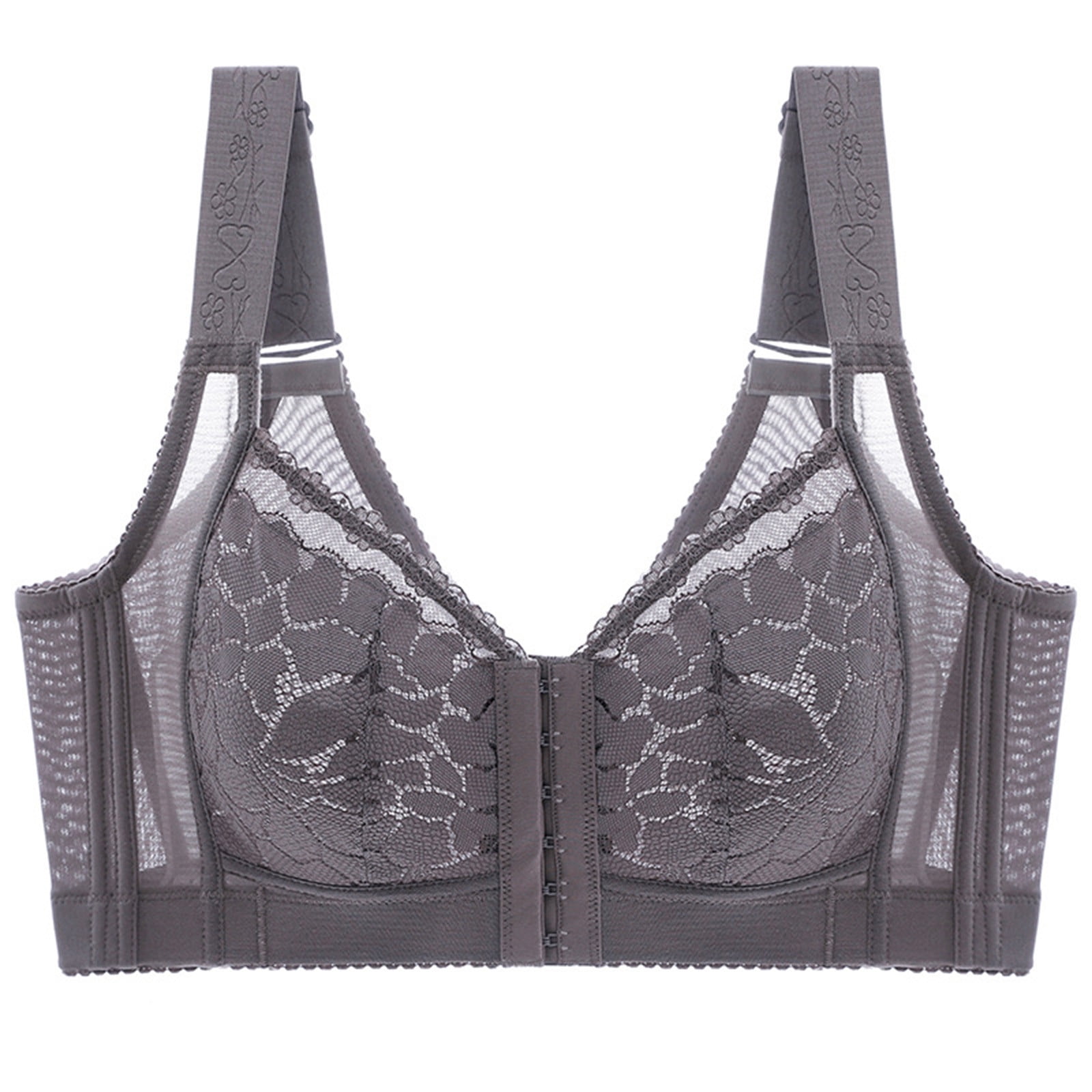 Aeguzox Bras for Women Relief Pattern Front-Open Clasp Lace Wide Straps ...