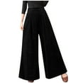 Aeguzox Capri Pants for Women Corduroy Pleated Culottes High Waist Wide ...